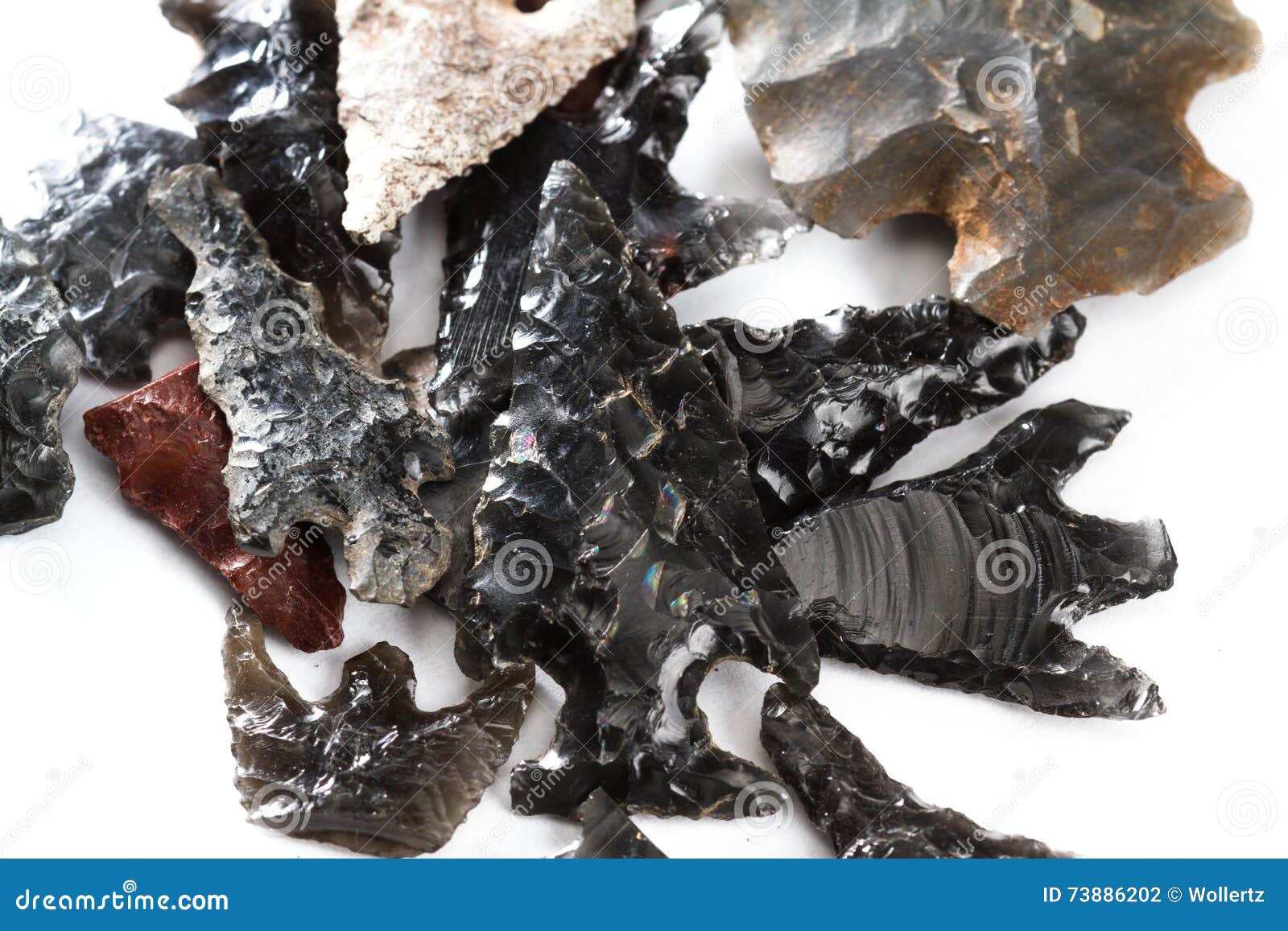 Chipped Obsidian Stone With Cavity Inside, Sharp Cracks Flint Stock ...