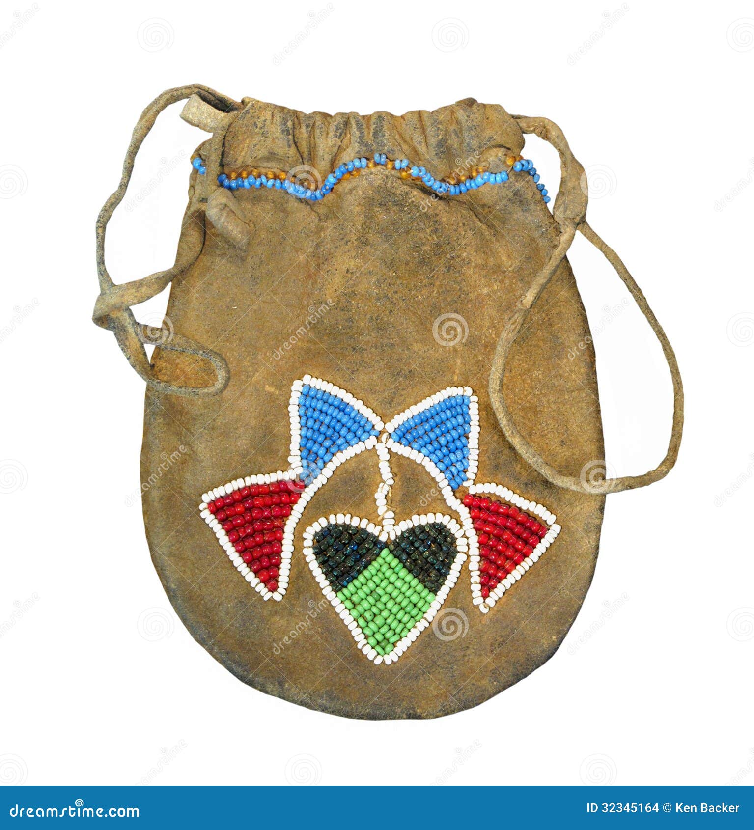 Native American Beaded Bag Isolated Stock Photo - Image of deerskin ...