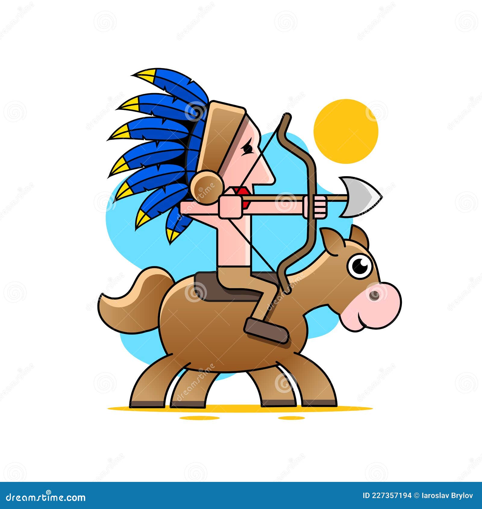 Native American with Bow and Arrow. Vector Isolated Stock Vector ...