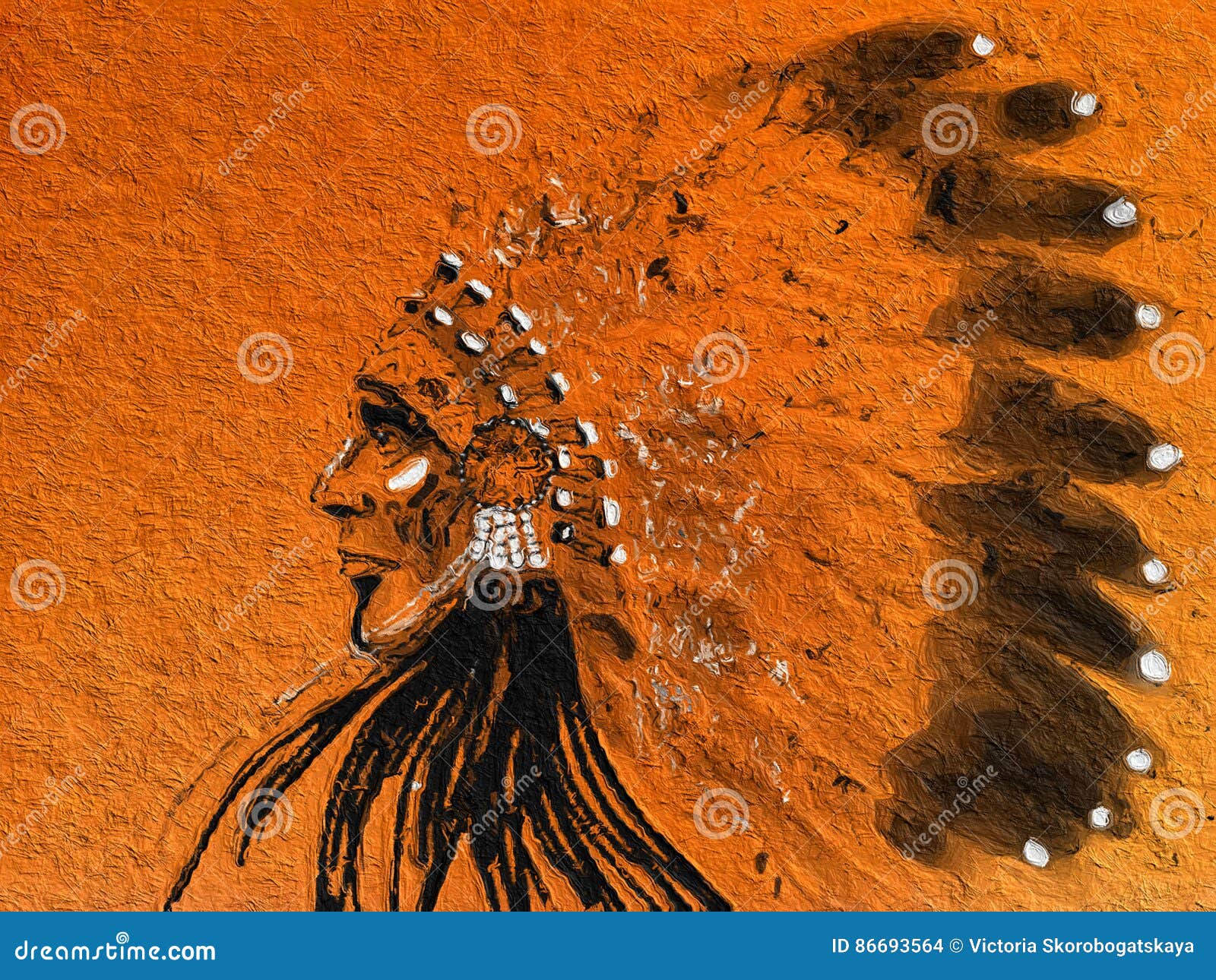 Native American Chief stock illustration. Illustration of dragon - 86693564