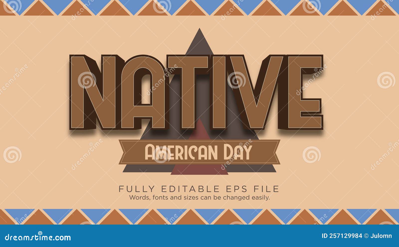 Native American Day Text Effect Font Type Vector Simple Background ...
