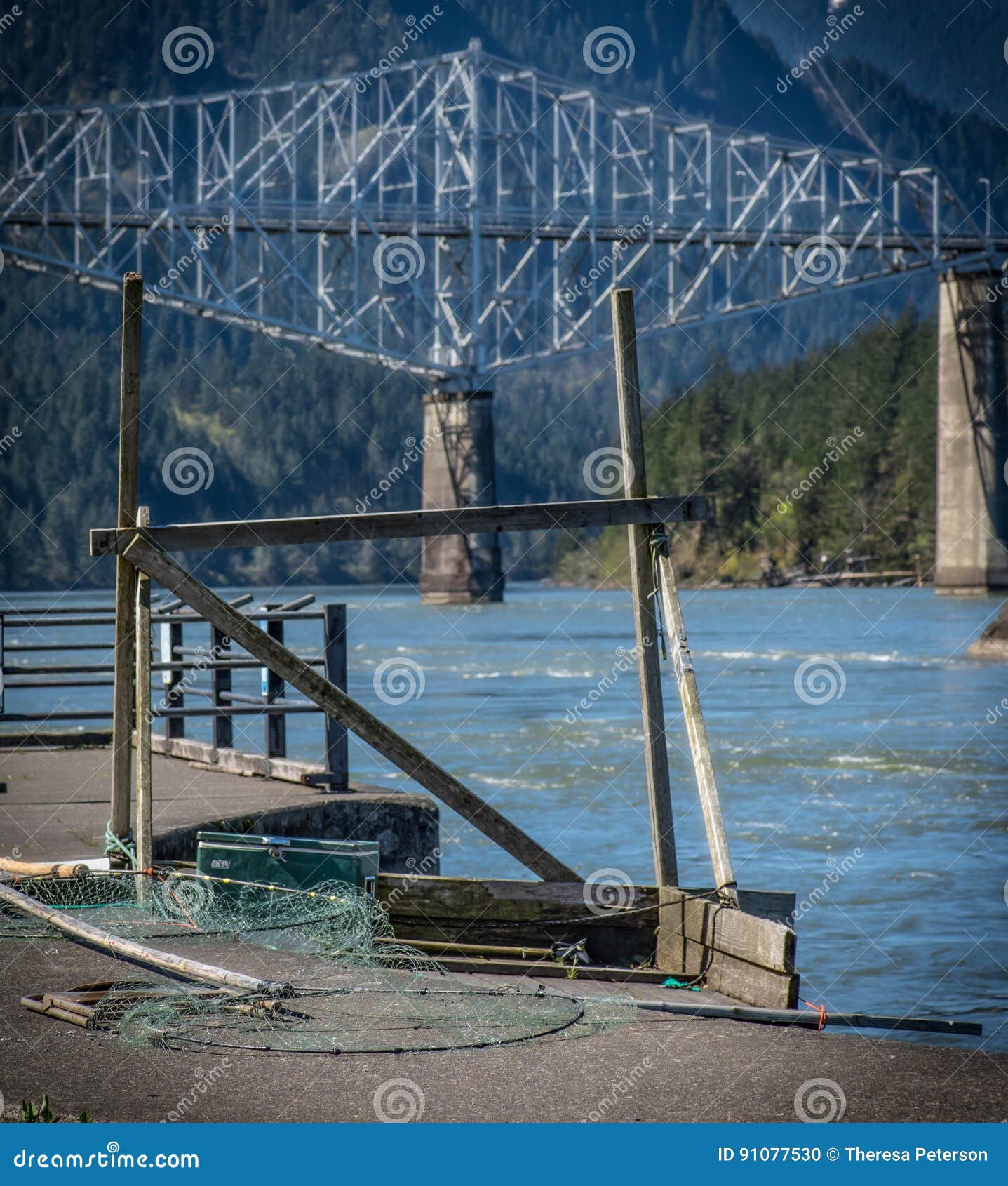 Native American Dip Net Fishing Platform and Nets Stock Photo - Image ...