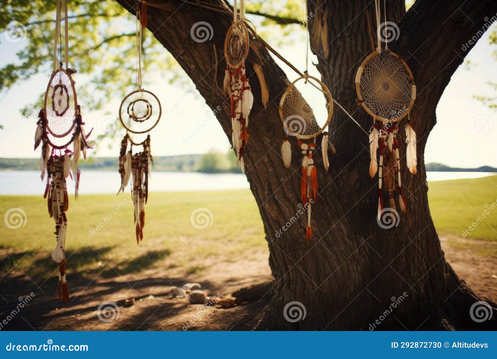 Native American Dreamcatchers Hanging from a Tree Stock Photo - Image ...