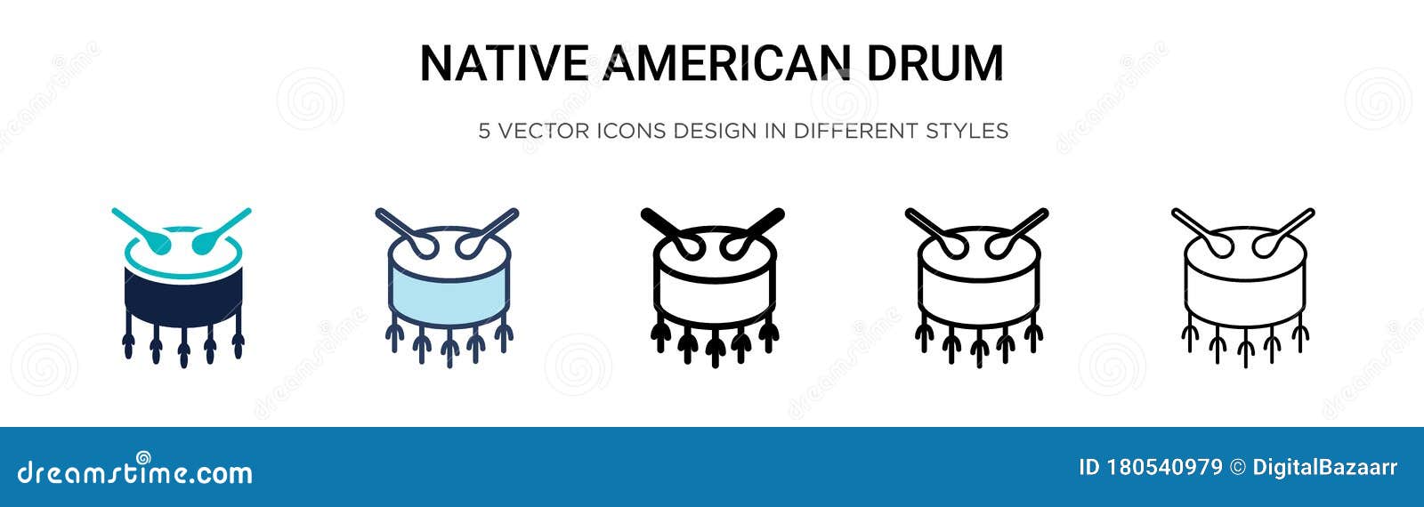 Native American Drum Icon in Filled, Thin Line, Outline and Stroke ...