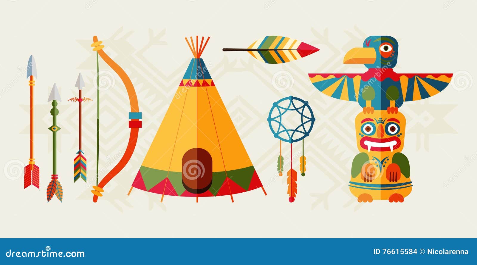 Native American elements stock vector. Illustration of wild - 76615584