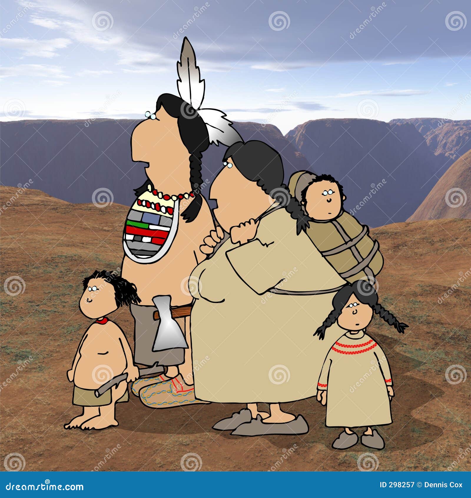 Cartoon Native American Family
