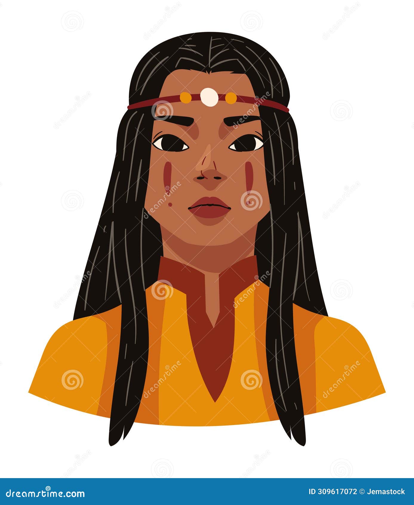 Native American Girl Character Stock Vector - Illustration of ethnic ...