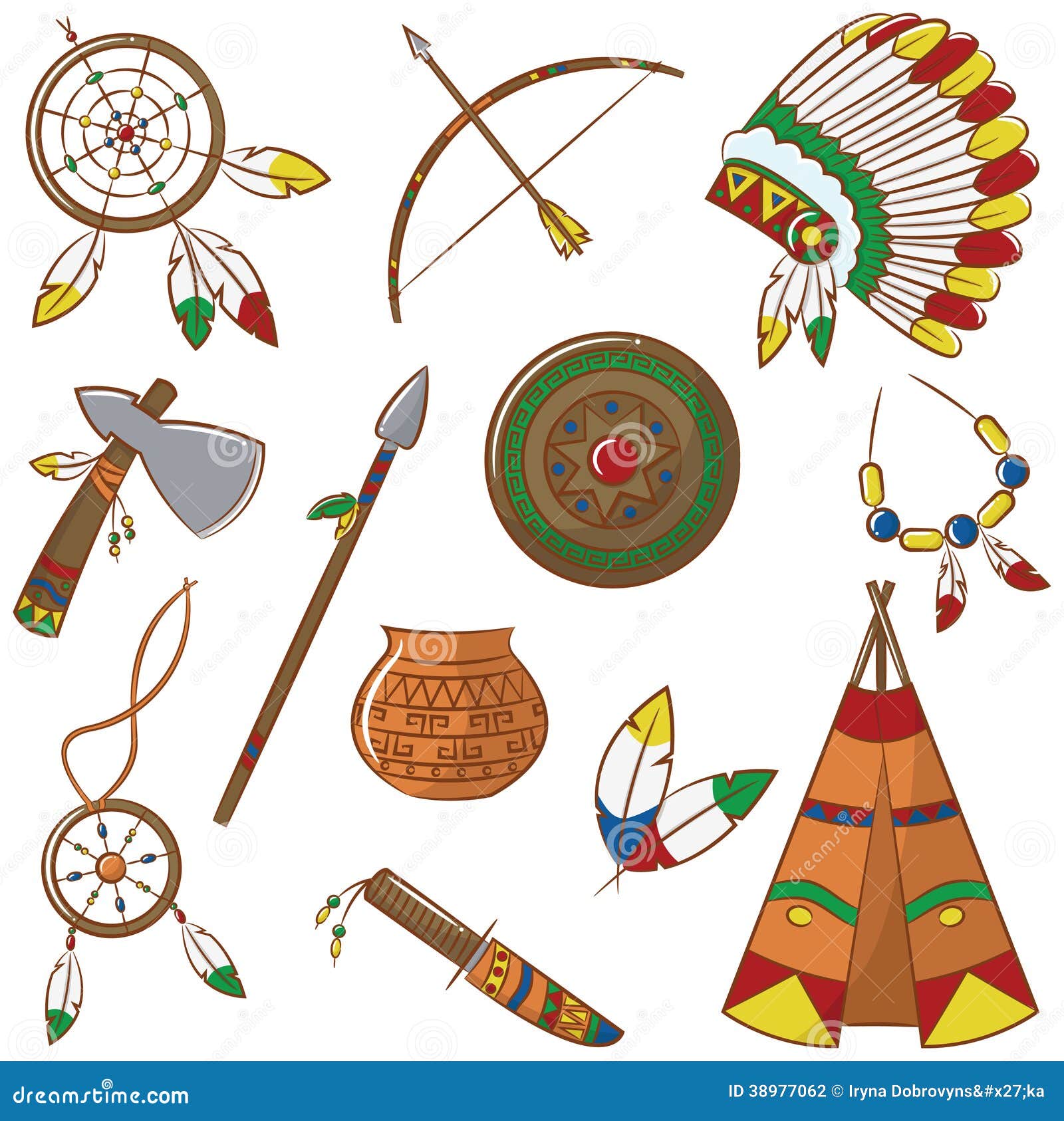 Native American Icons Set stock vector. Illustration of chieftain ...