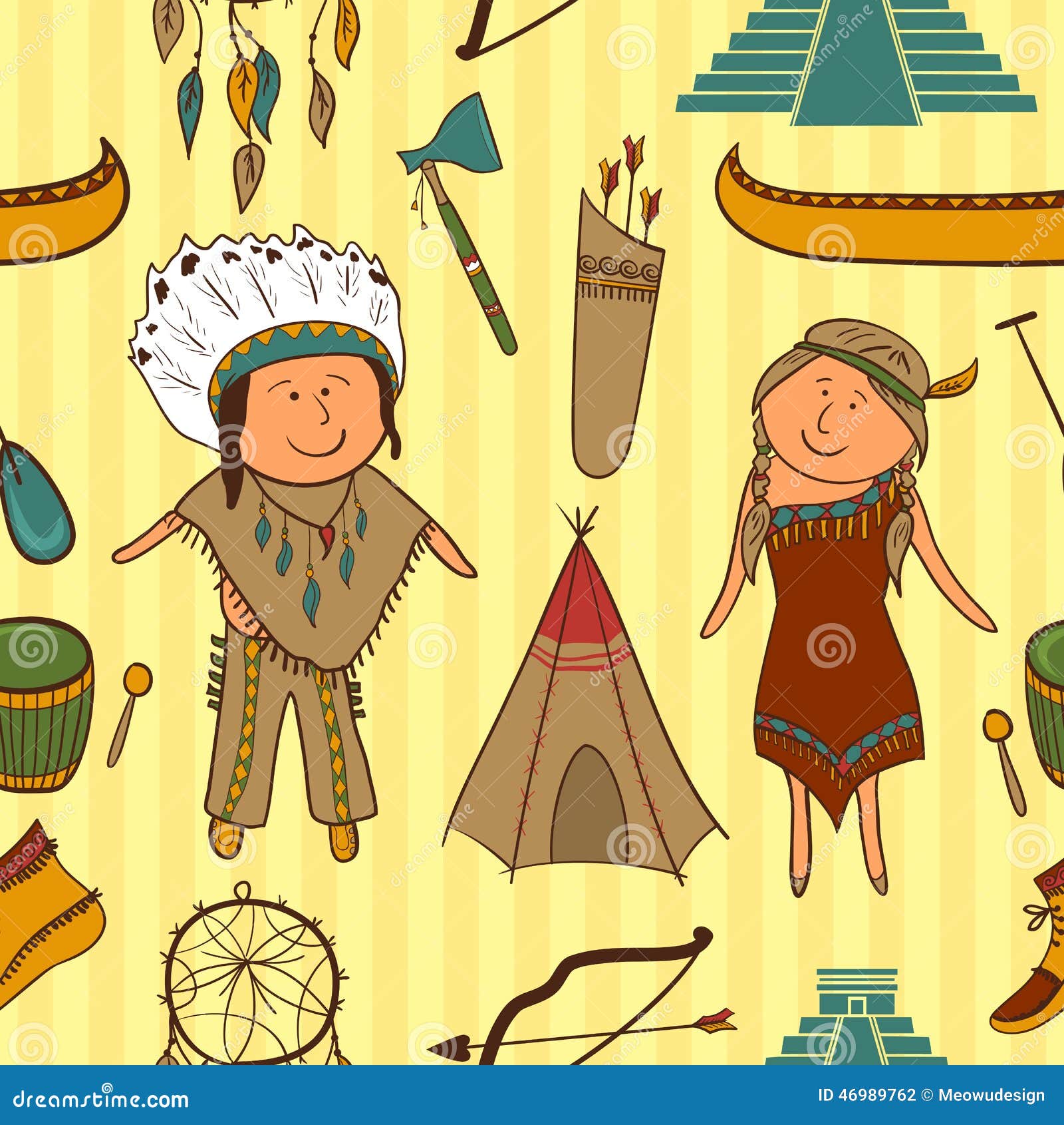 Native American, Indian Culture Vector Seamless Stock Vector ...