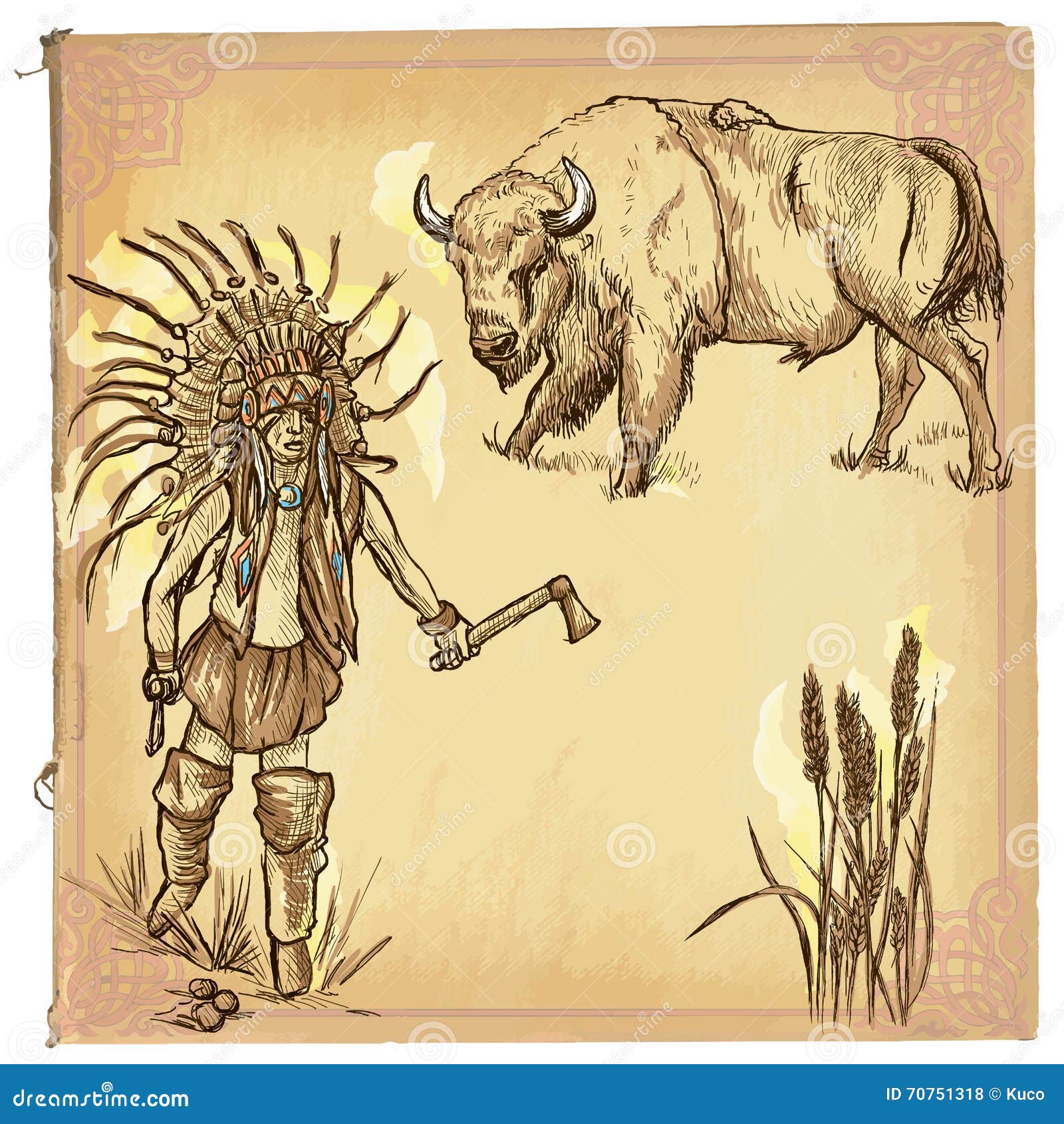 Native American, Indian - an Hand Drawn Vector Sketch, Freehand Stock ... Native American, Indian - an Hand Drawn Vector Sketch, Freehand Stock ...
