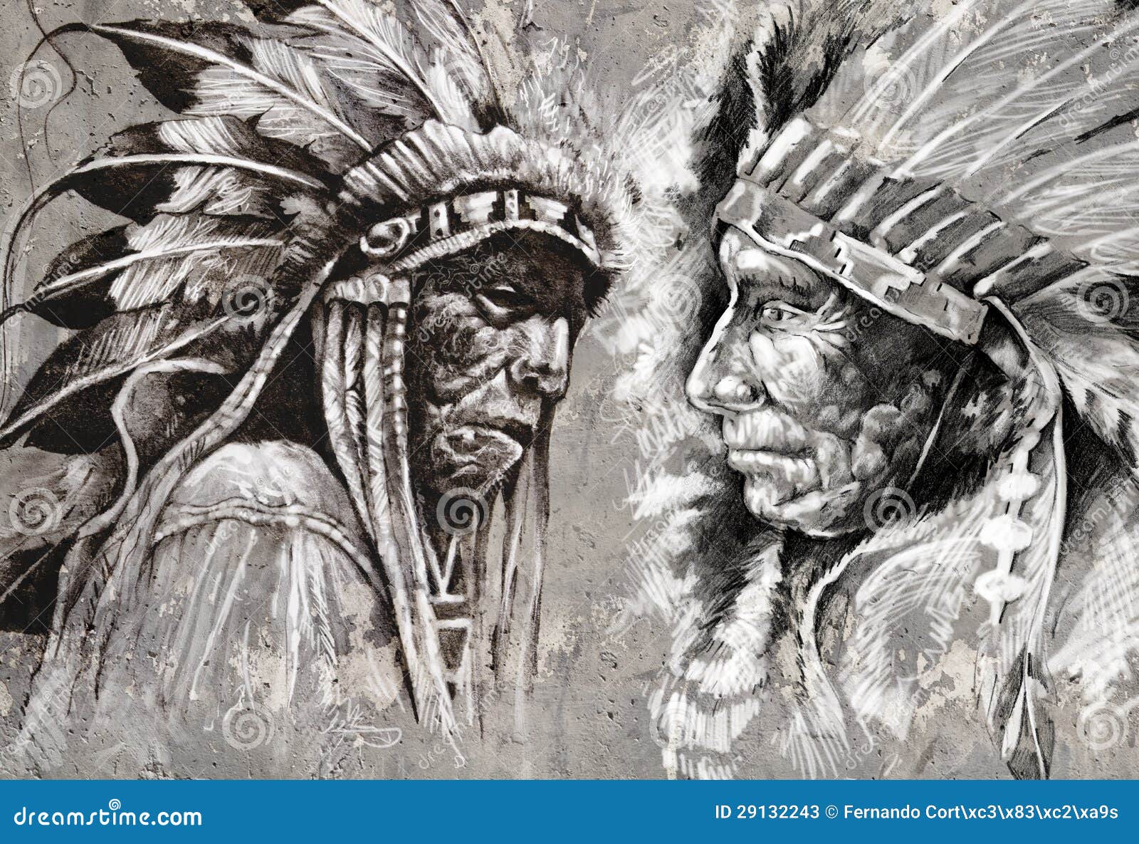 Native American Indian Head, Chief, Retro Style Stock Illustration ...