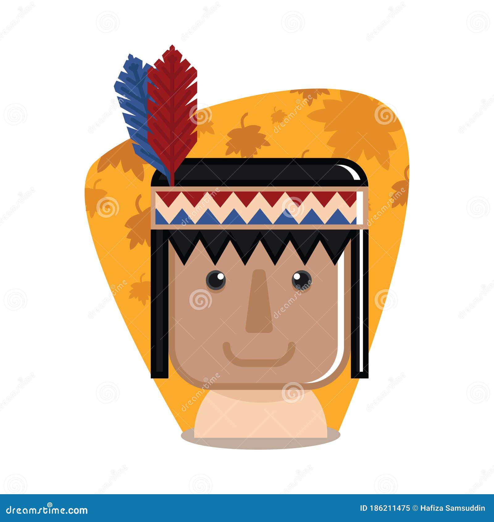 Native American Indian Man. Vector Illustration Decorative Design Stock ...
