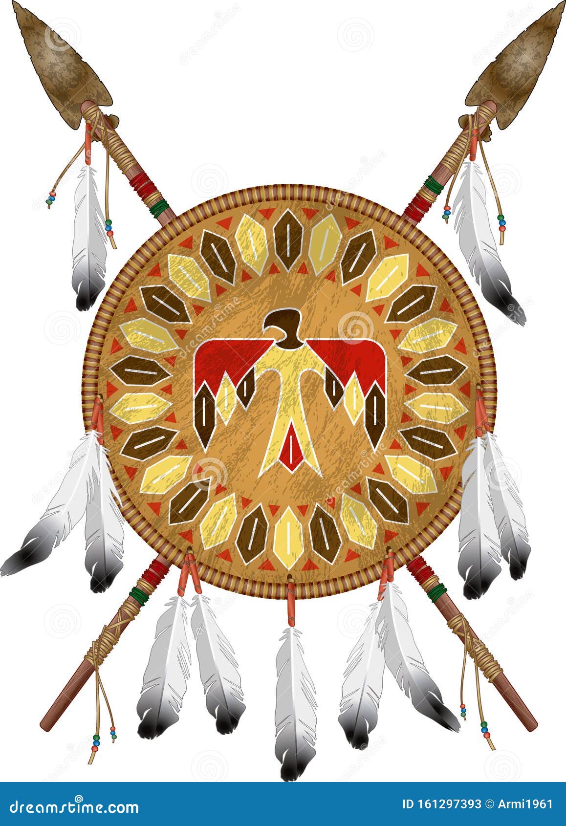Native American Indian Shield And Spears Cartoon Vector | CartoonDealer ...
