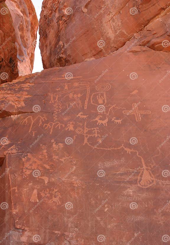 Native American Indian Writing on Rock Stock Photo - Image of indian ...