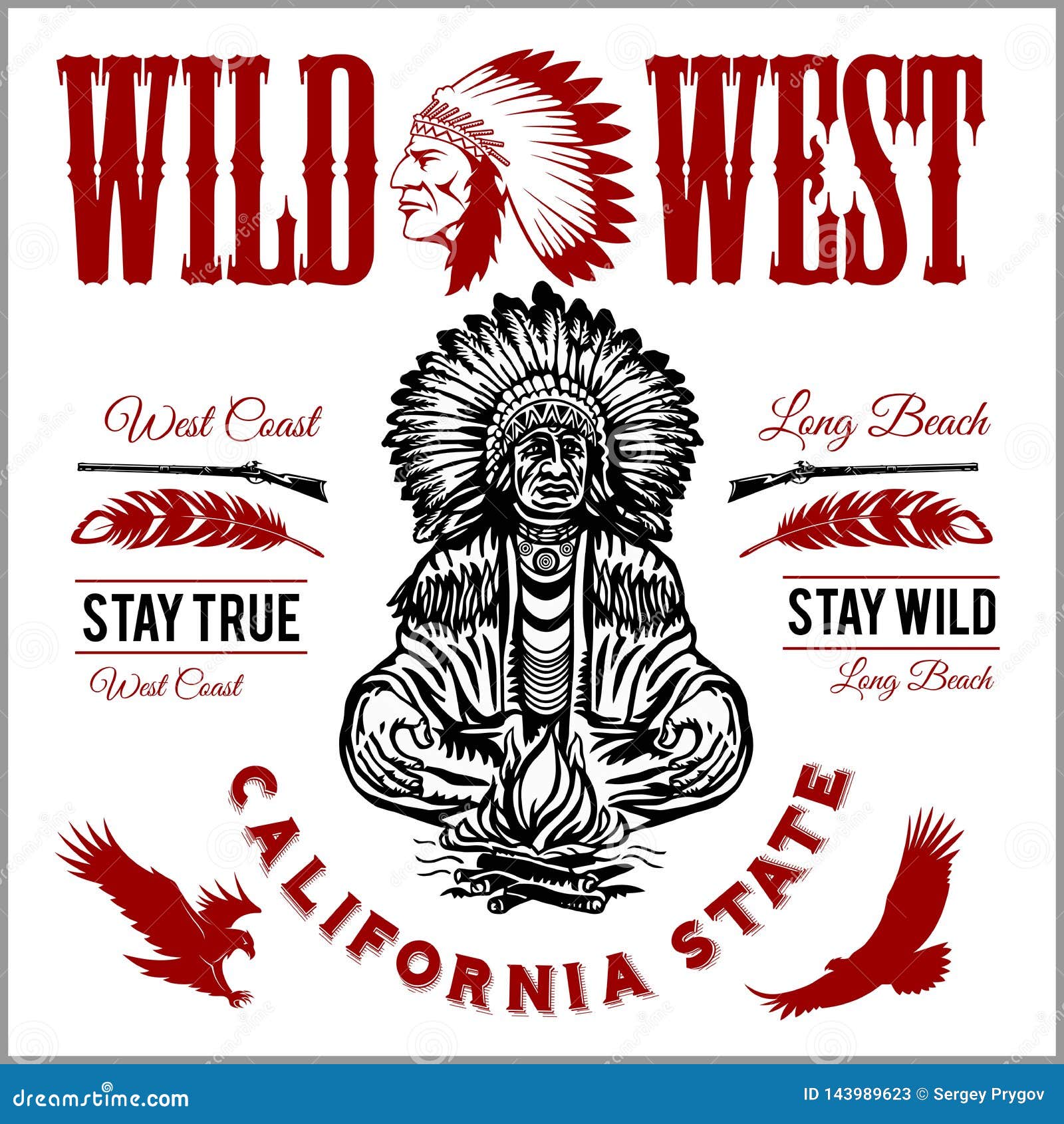 Native American Indians, Apache Tribes Set of Vector Emblems, Labels ...