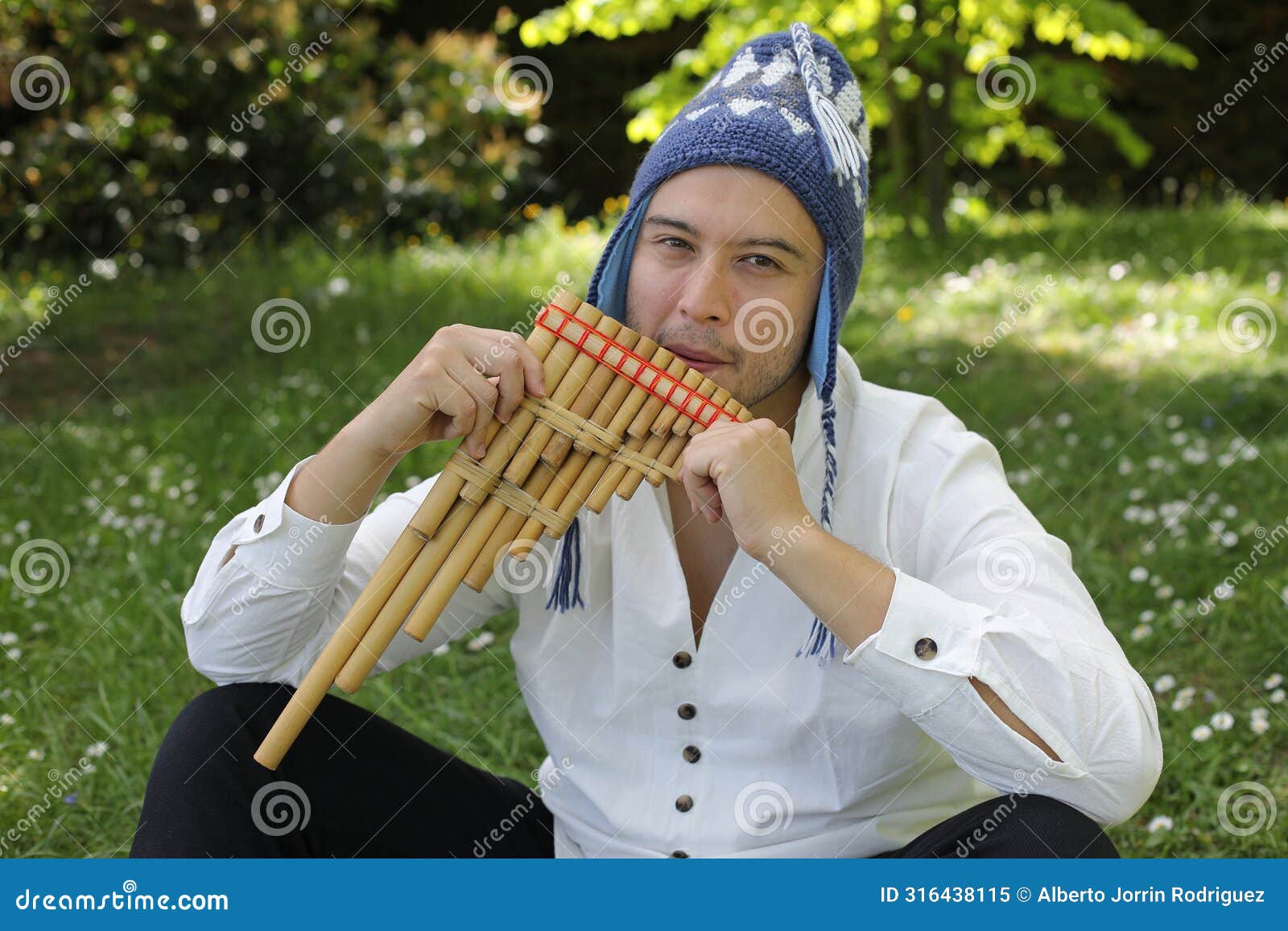 Native American Man Playing a Wooden Flute Stock Image - Image of flute ...