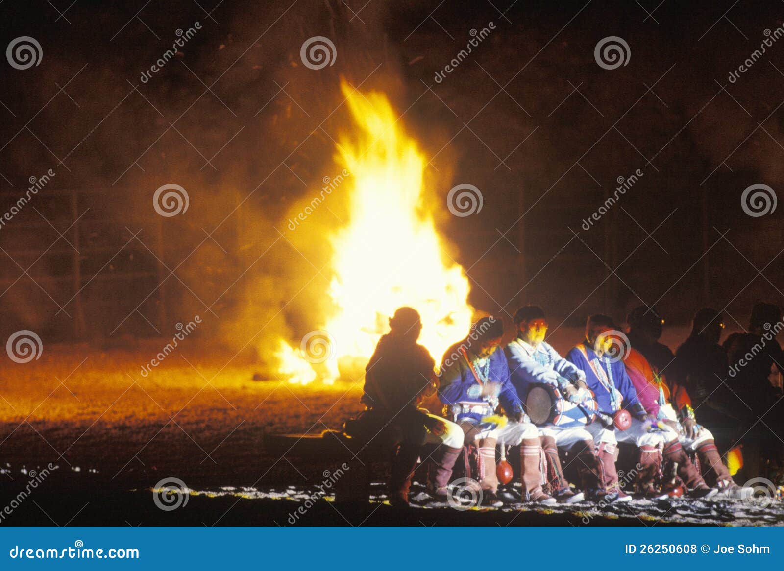 Native American Men Sitting in Front of Bonfire Editorial Stock Photo ...