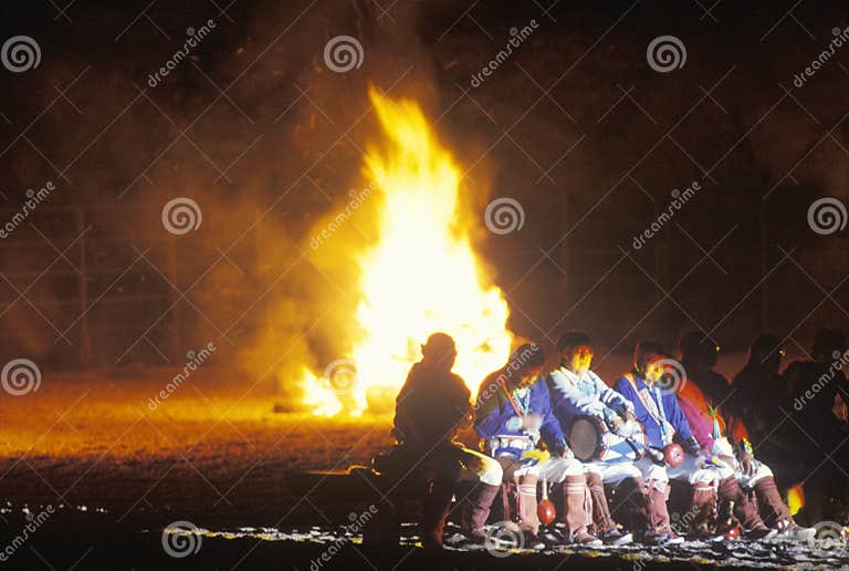 Native American Men Sitting in Front of Bonfire Editorial Stock Photo ...