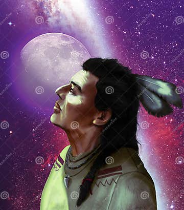 Native american and moon stock illustration. Illustration of colors ...