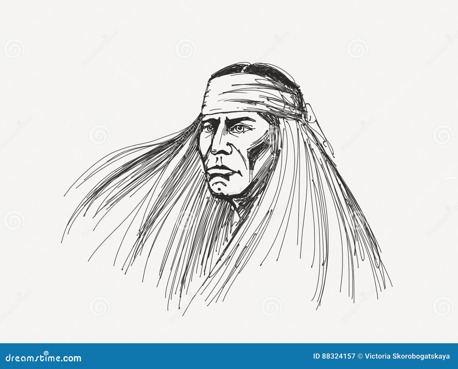 Native american portrait stock illustration. Illustration of black ...