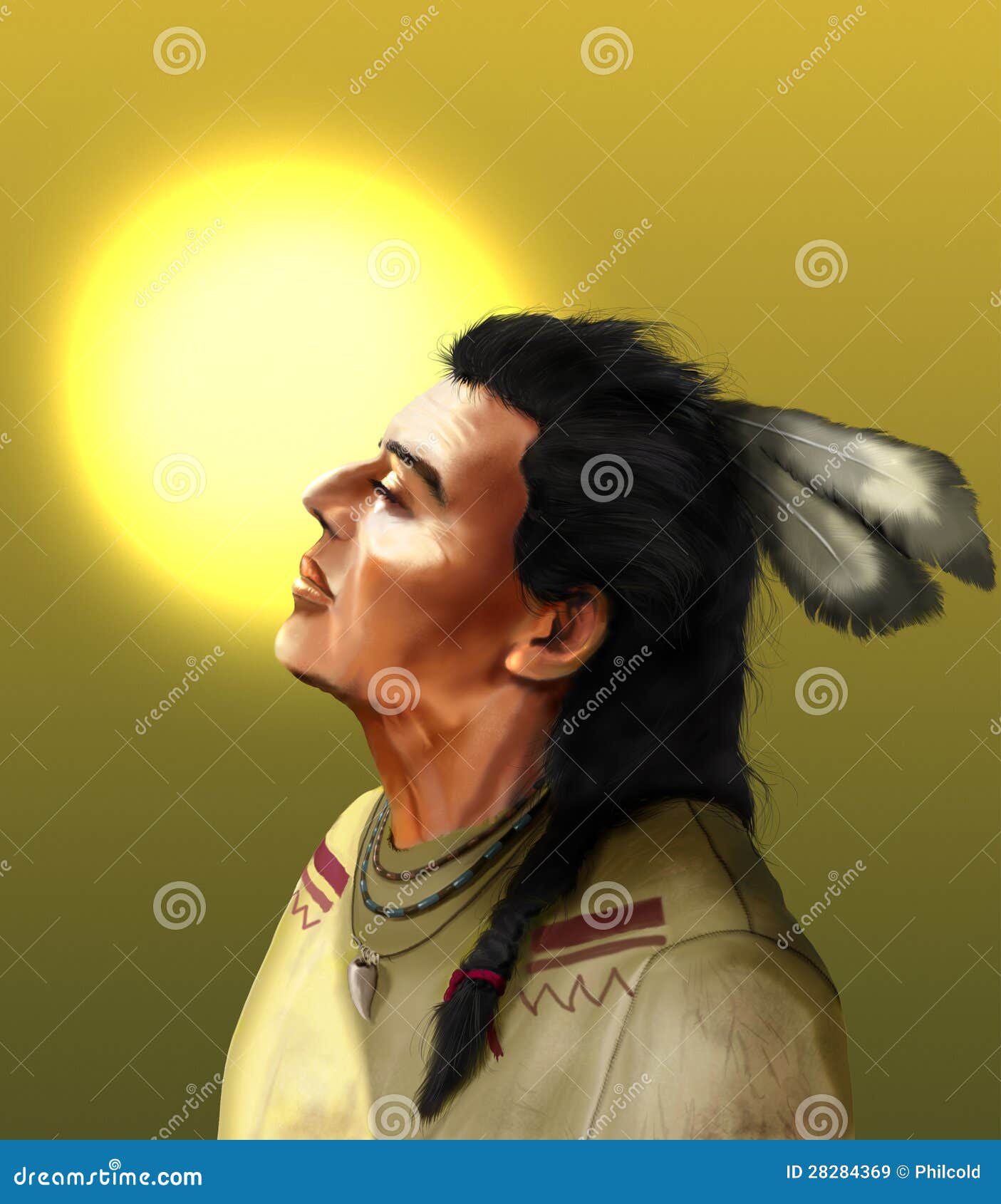 Native american and sun stock illustration. Illustration of relax - 28284369