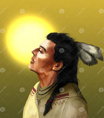 Native american and sun stock illustration. Illustration of relax ...