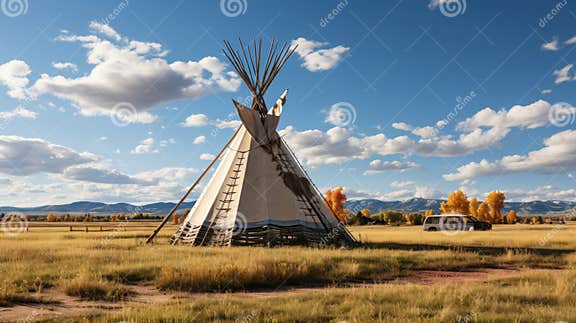 Native American Teepee. Old West. Generative AI. Stock Illustration ...