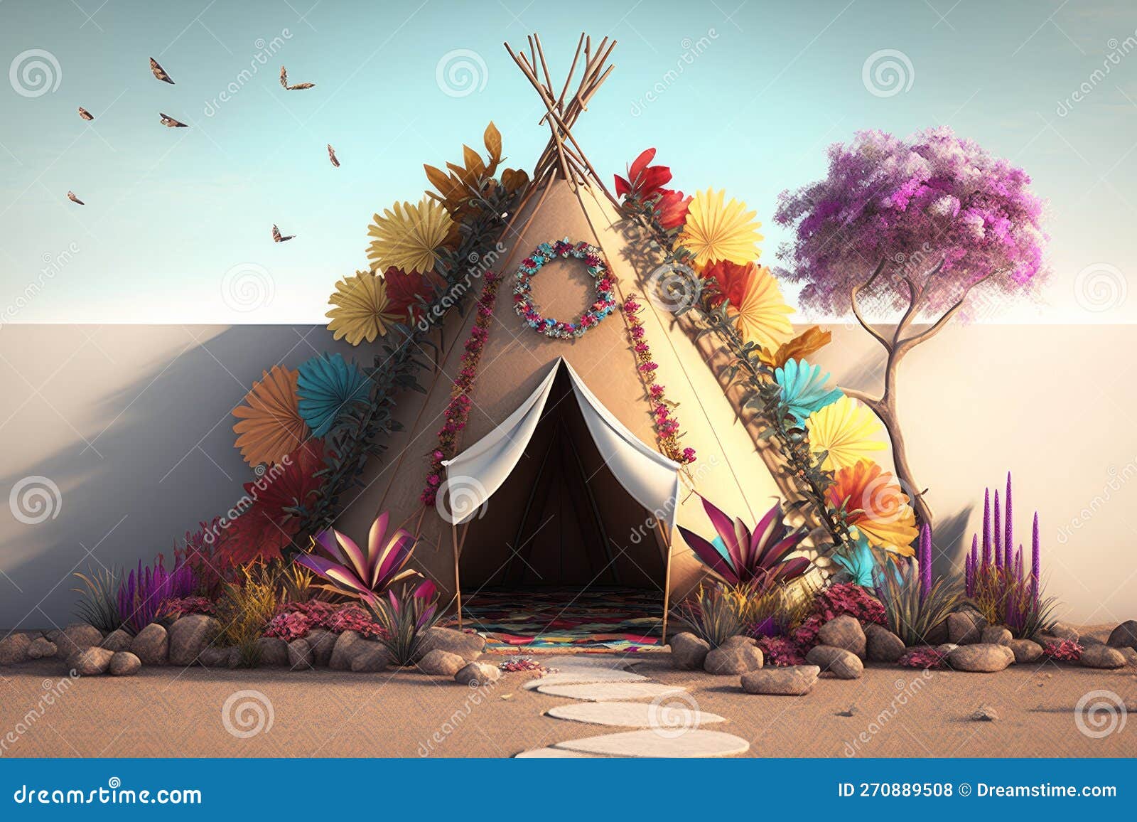 Native American Tent in the Desert. Generative AI Stock Illustration - Illustration of outdoor ...