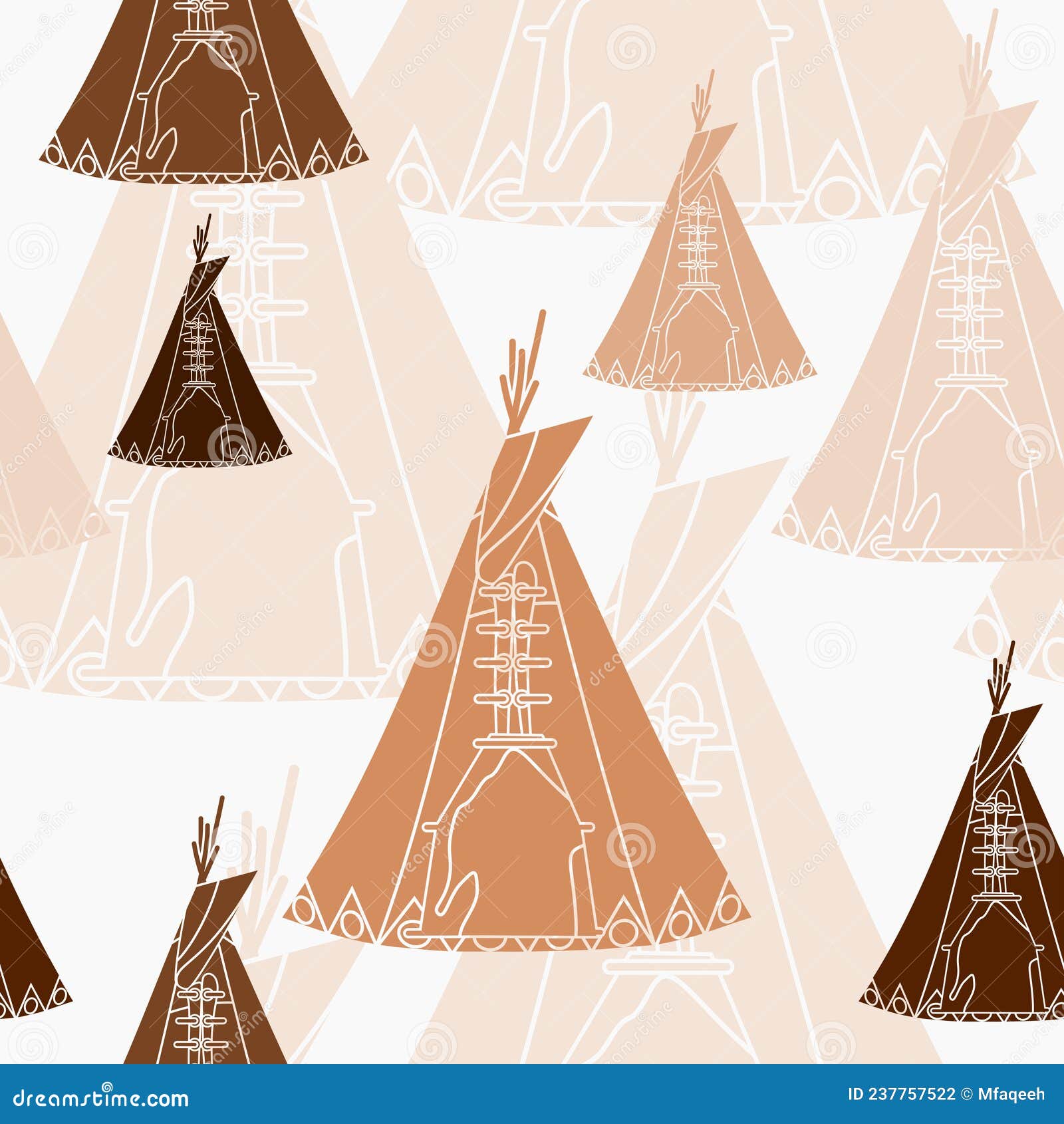 Native American Tents Vector Illustration Seamless Pattern Stock Vector ...