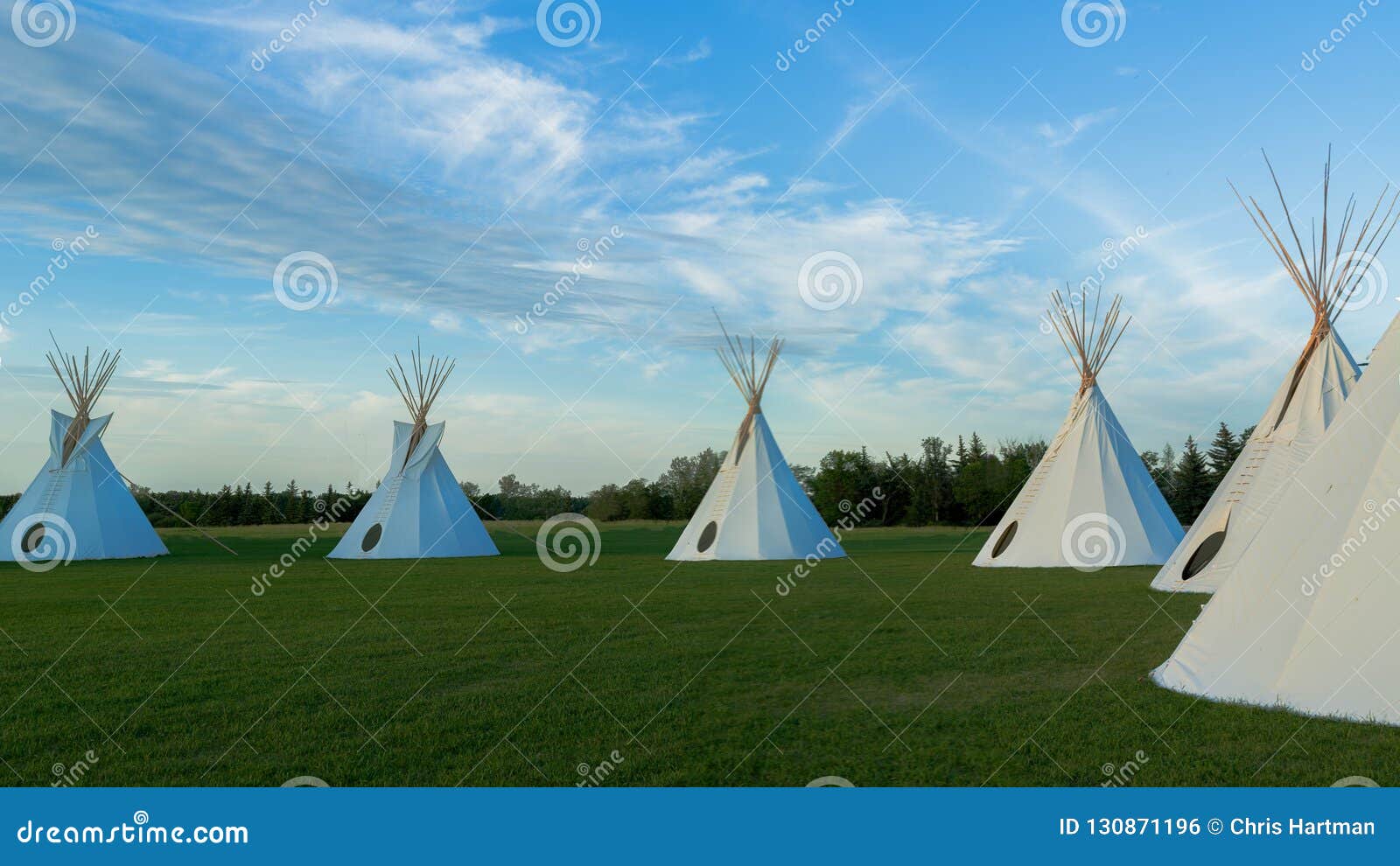Native American Tepees on the Prairies at Sunset Stock Photo - Image of ...