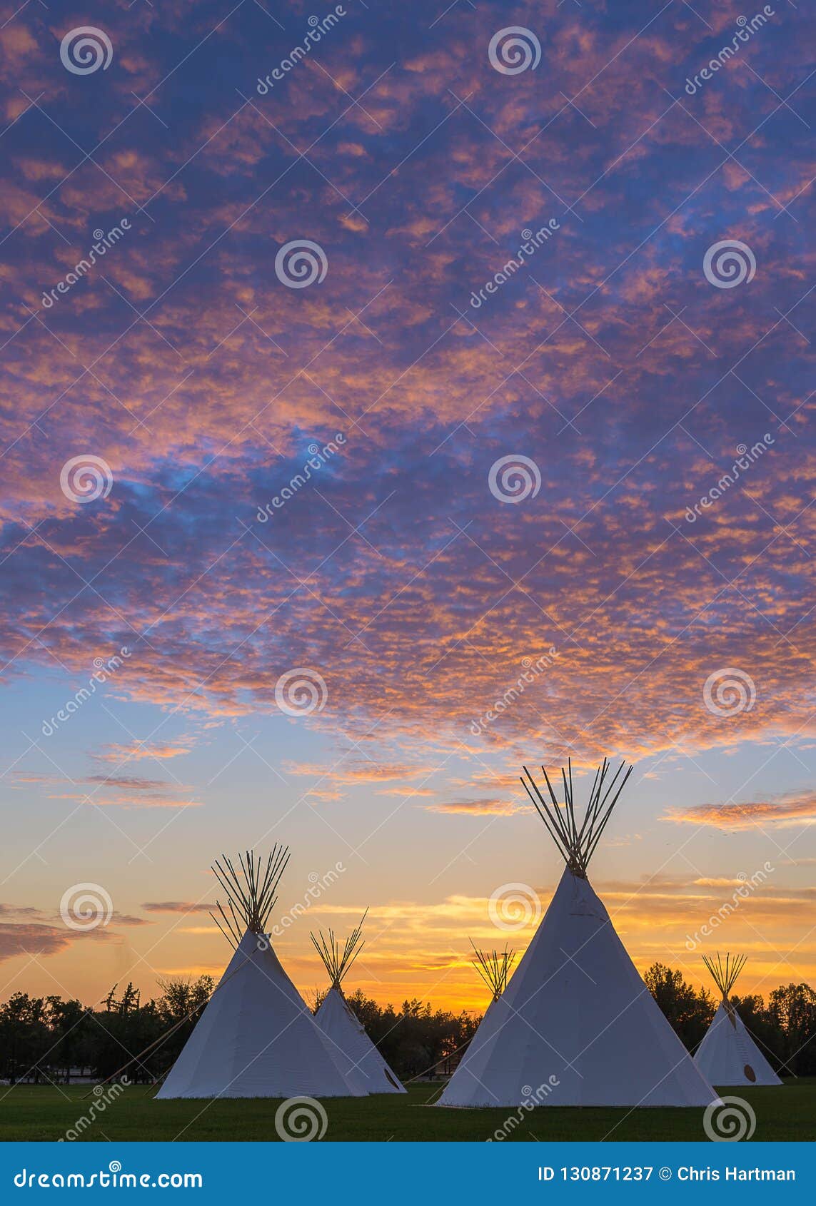 Native American Tepees on the Prairies at Sunset Stock Image - Image of ...