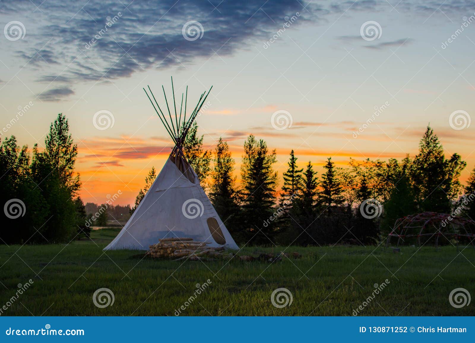 Native American Tepees on the Prairies at Sunset Stock Photo - Image of ...