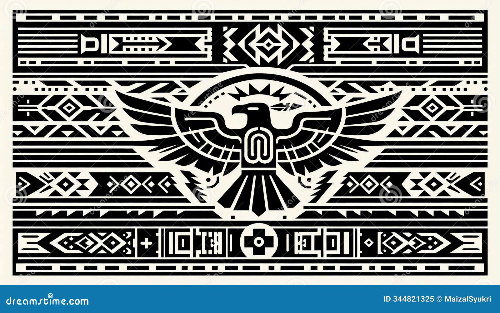 Native American Thunderbird Border Silhouette Ornament Stock ...
