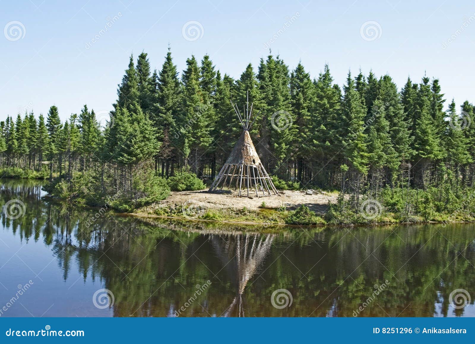 Native American Tipi on a Lakeshore Stock Photo - Image of historic ...