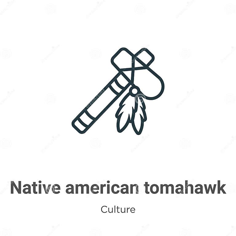 Native American Tomahawk Outline Vector Icon. Thin Line Black Native American Tomahawk Icon ...