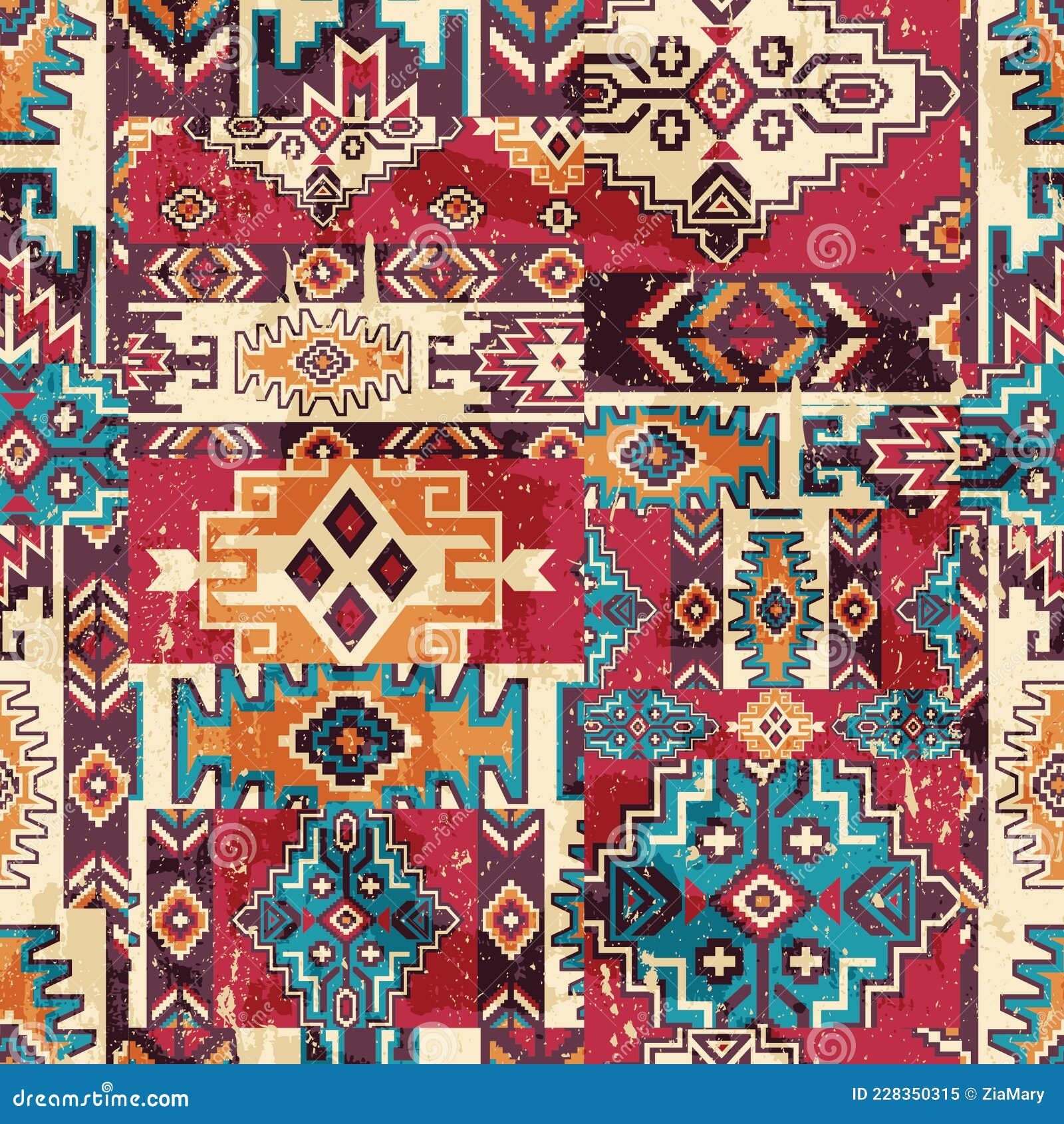 Native American Traditional Fabric Patchwork Stock Vector