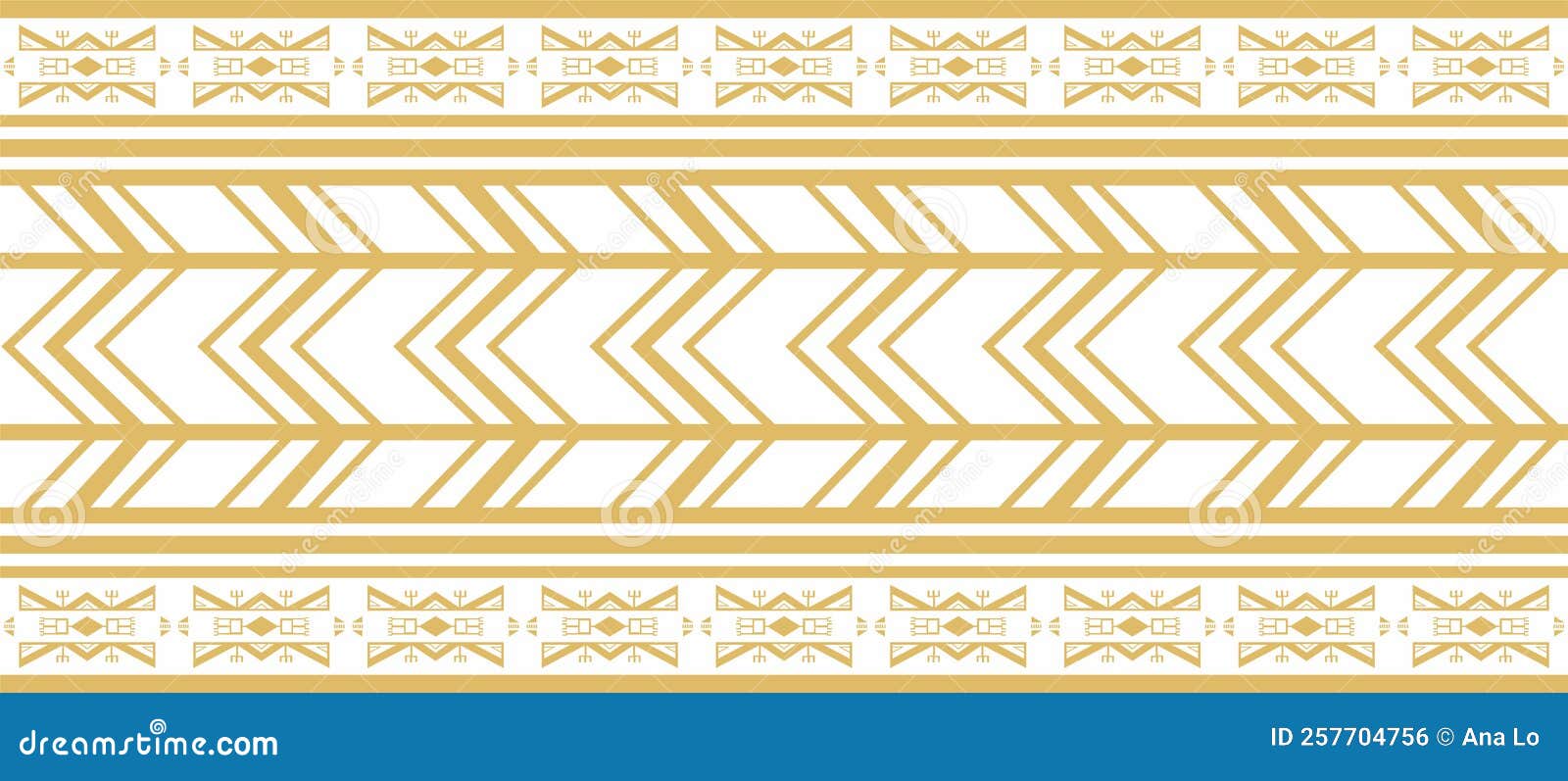 Native American Vector Gold Seamless Pattern. Endless Aztec, Maya, Inca ...