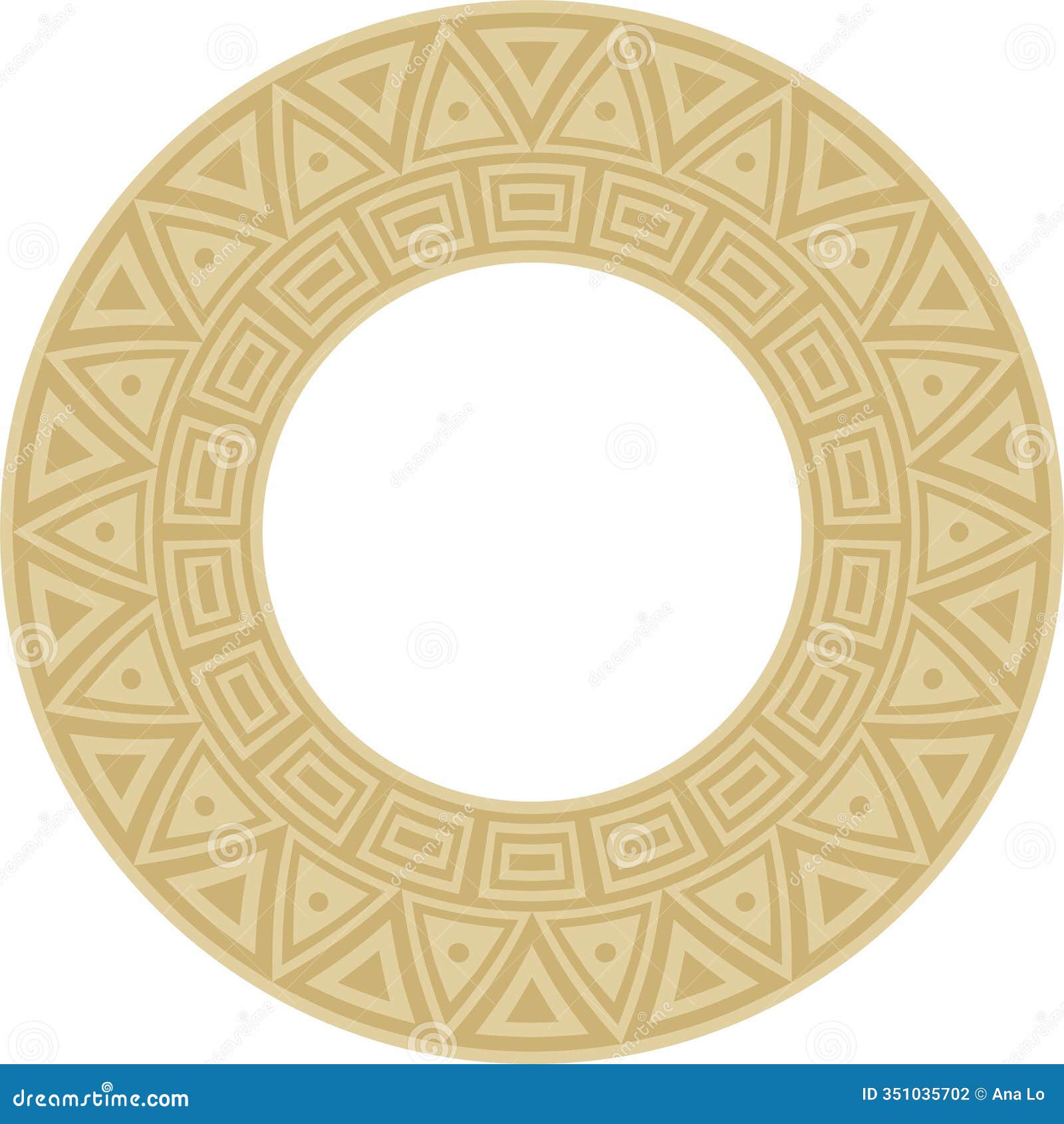 Native American Vector Round Gold Pattern. Geometric Shapes in a Circle ...