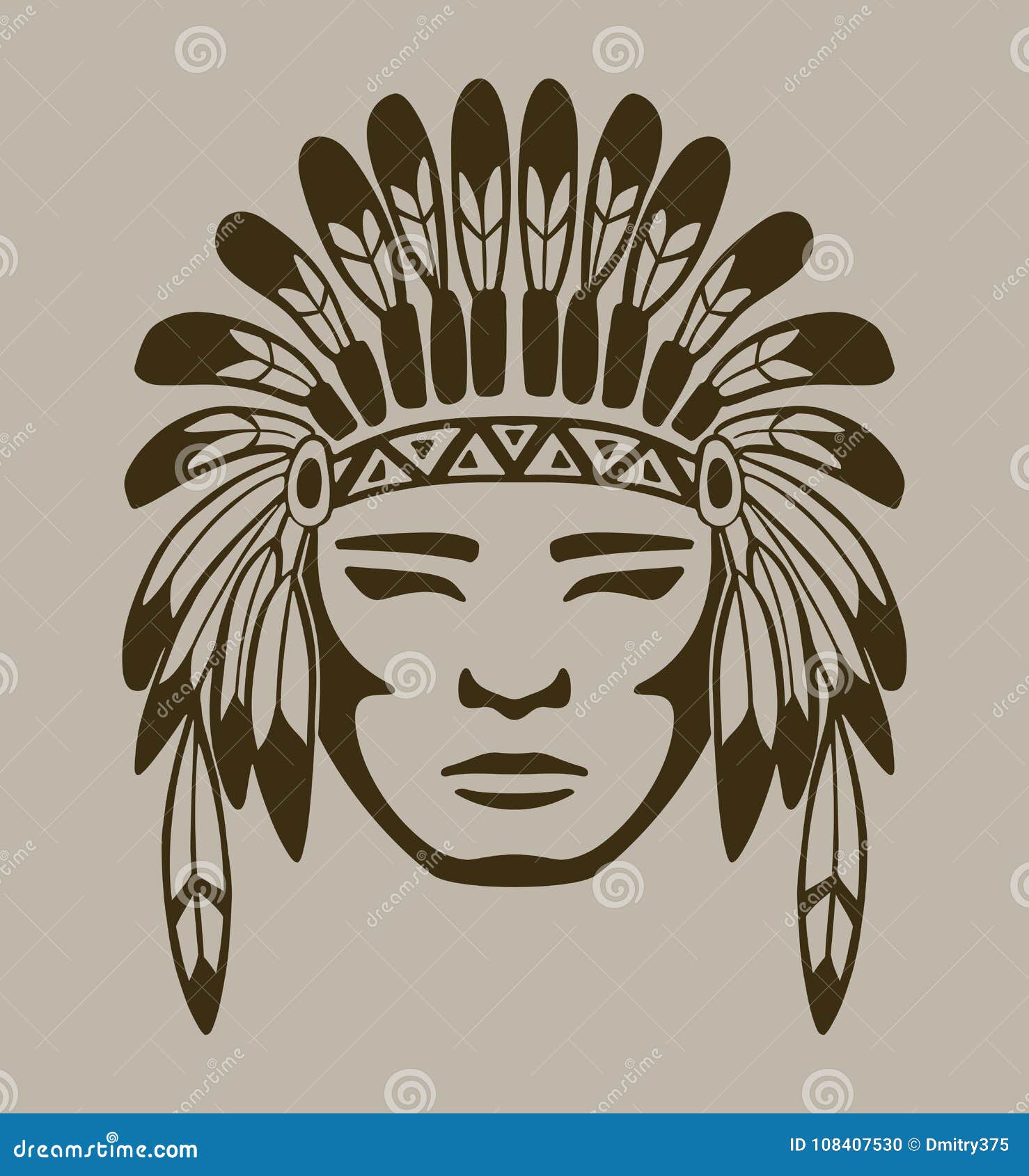Native American Warrior, Hand Drawn Vector Stock Vector - Illustration ...
