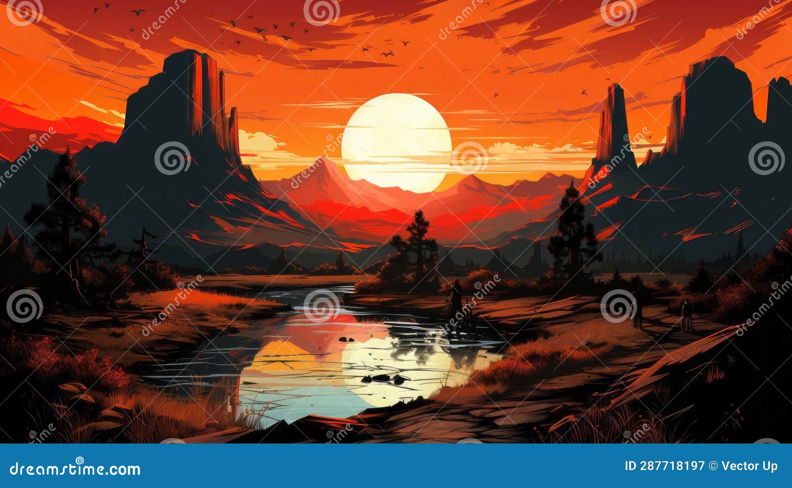 Native American Western Scene Background with Cowboy. Generative AI ...