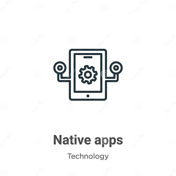 Native Apps Outline Vector Icon. Thin Line Black Native Apps Icon, Flat ...