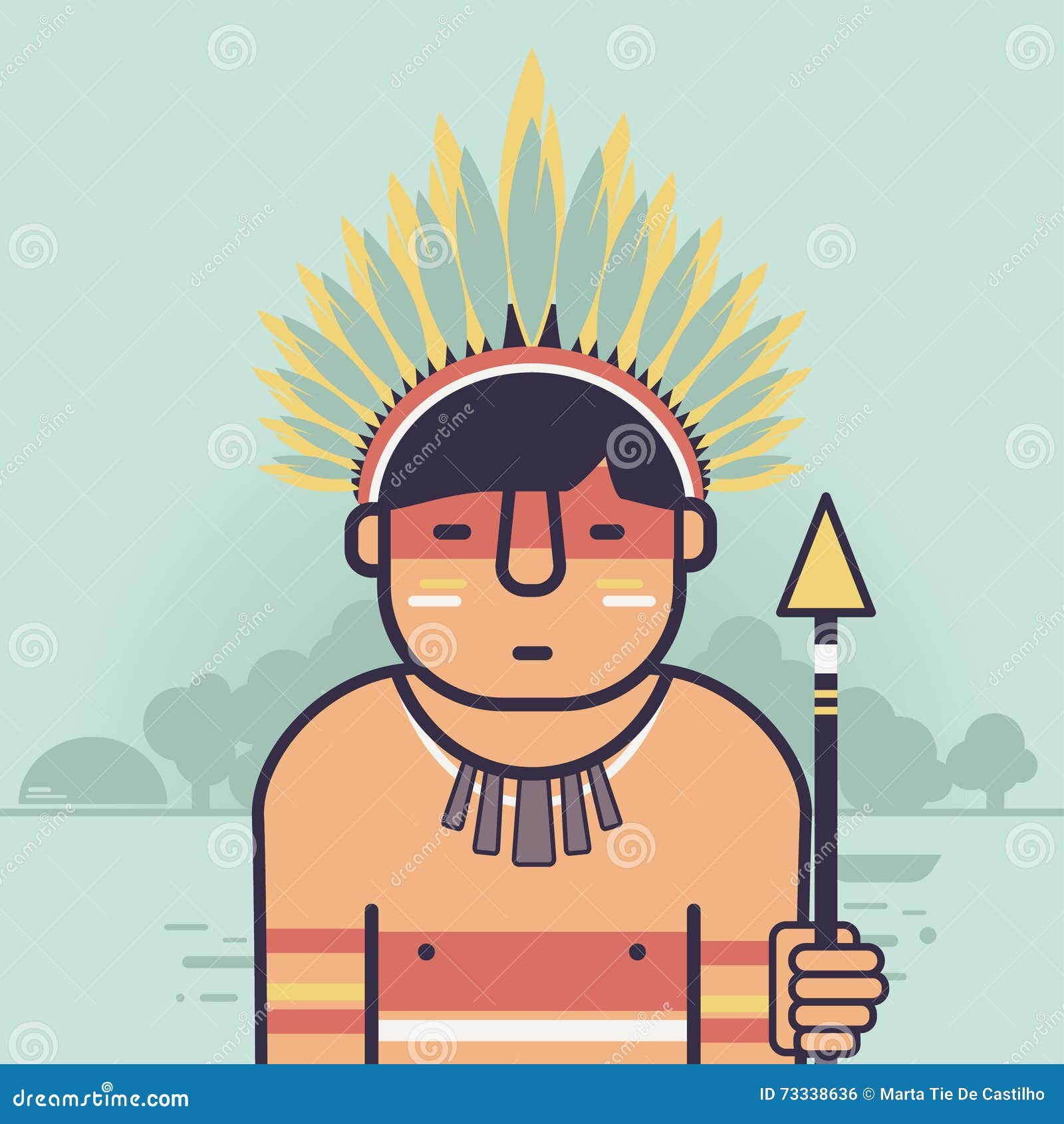 Native Brazilian stock vector. Illustration of kamayura - 73338636