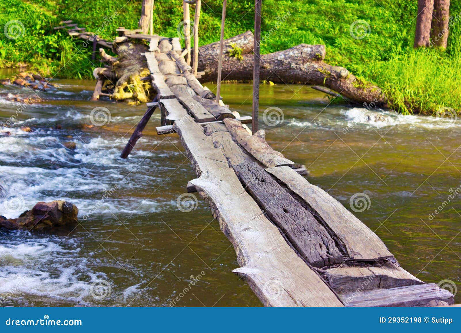 Native Bridge Made of Bamboo and Wood Stock Photo - Image of brook ...
