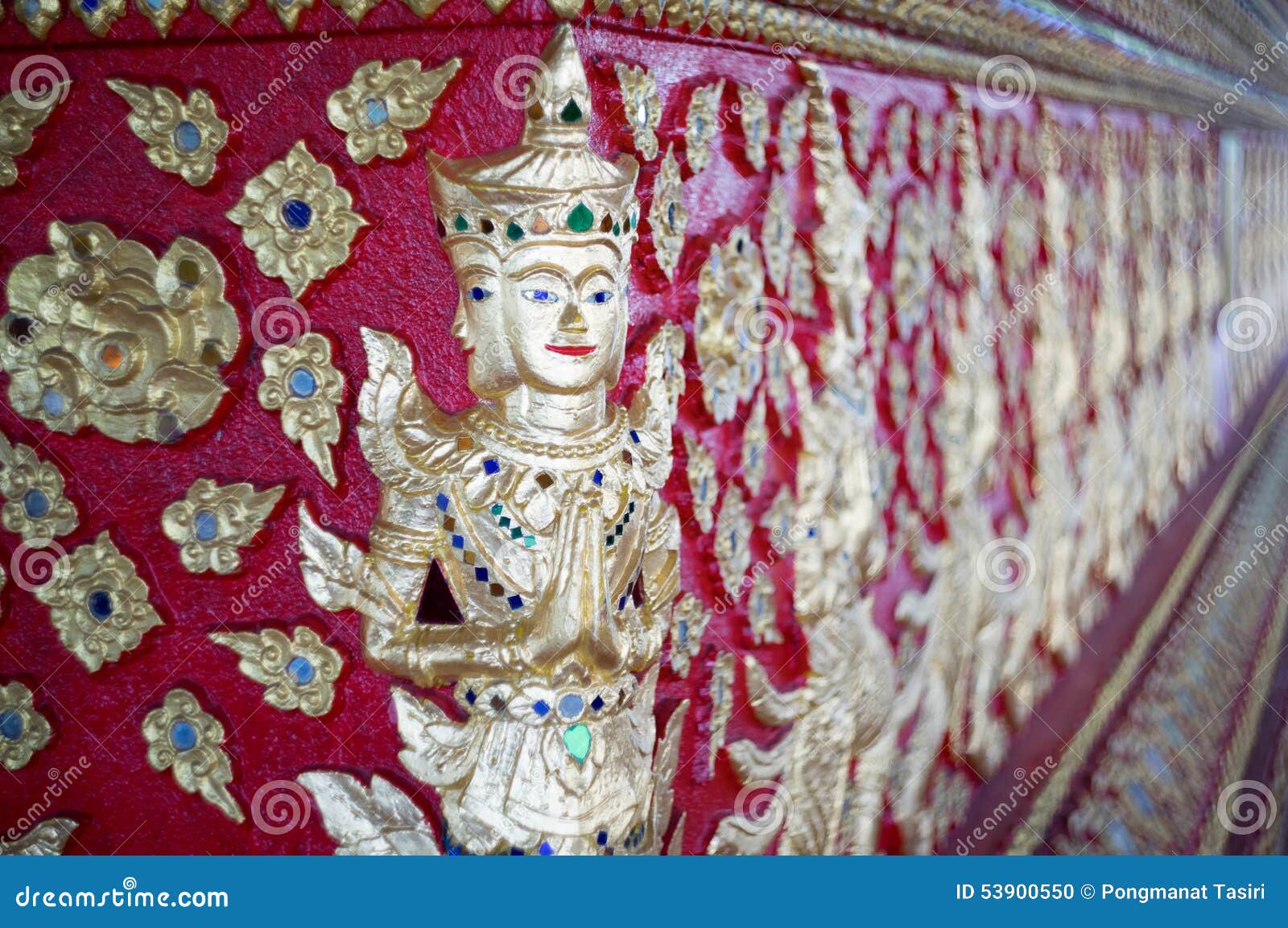 Native Culture Thai Sculpture on Temple Wall Stock Photo - Image of ...