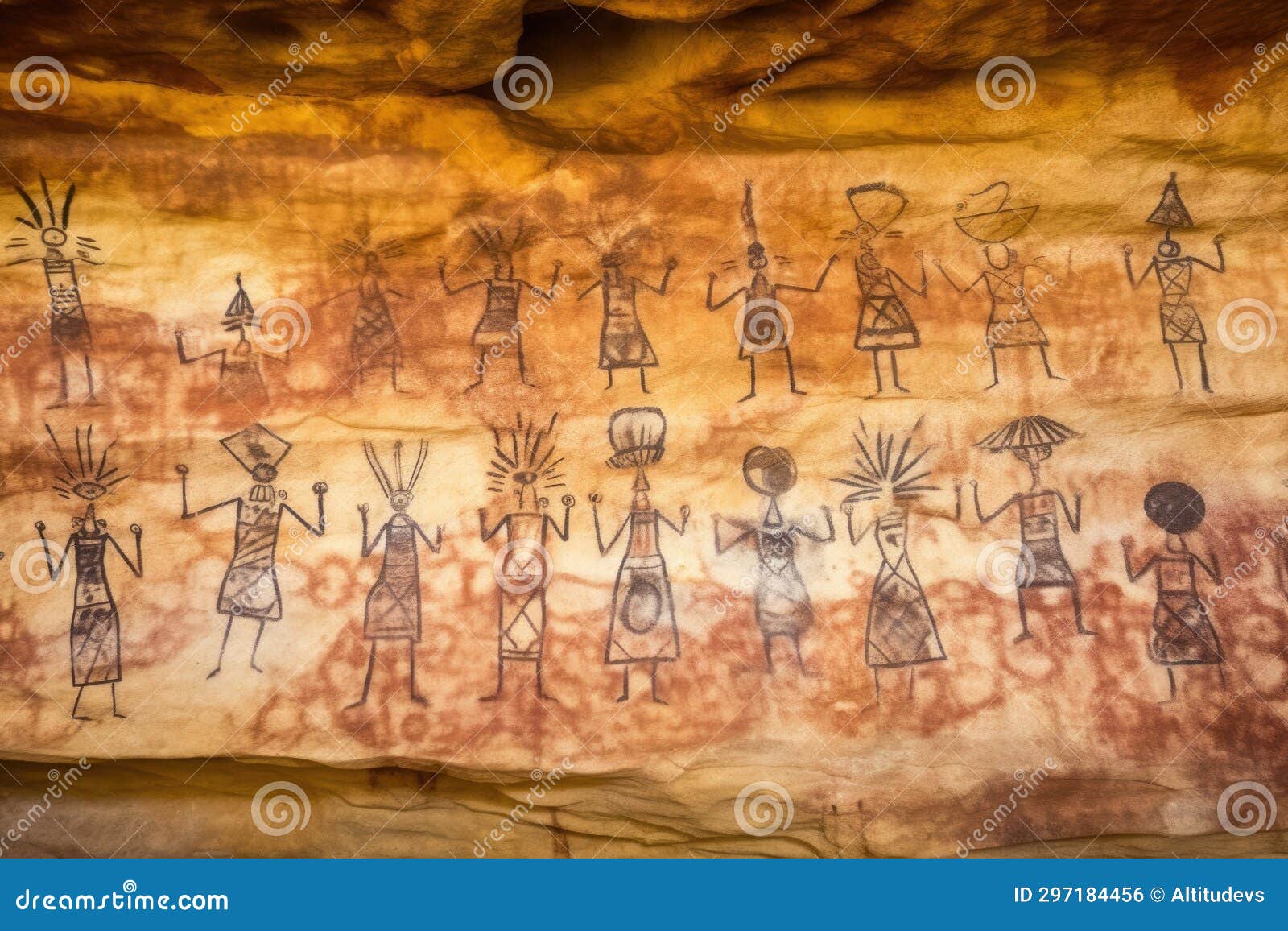 Native Drawings on a Cave Wall Stock Photo - Image of paintings, cave ...