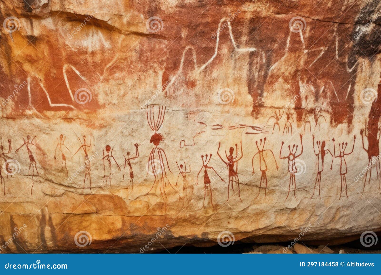 Native Drawings on a Cave Wall Stock Photo - Image of archaeological ...