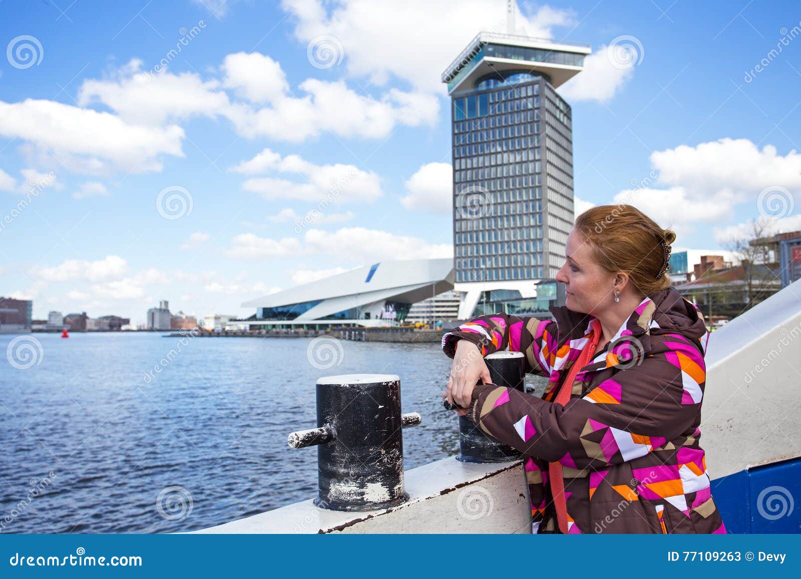 Native Dutch Woman on a Ferry in Amsterdam Netherlands Stock Image ...