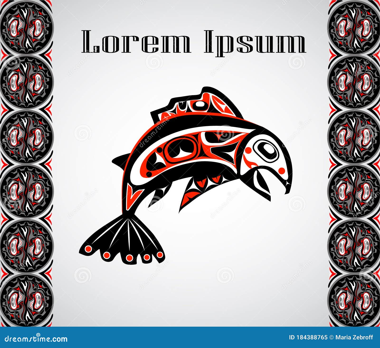 Native Fish Vector in Native Pattern Frame Stock Vector - Illustration ...