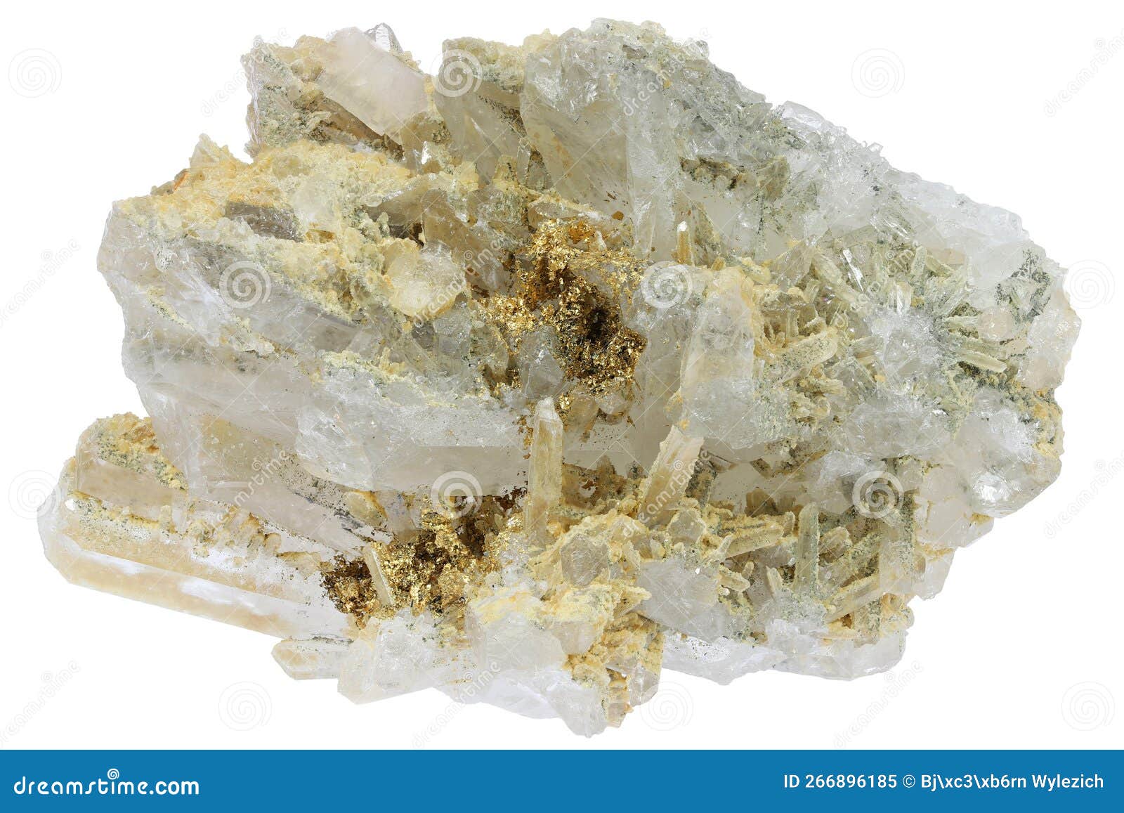 Native Gold on Clear Quartz Stock Image - Image of metallic, chemistry ...