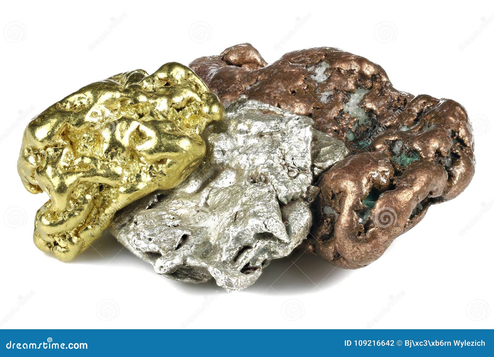 Gold, Silver and Copper Nuggets Stock Photo - Image of native, elements ...